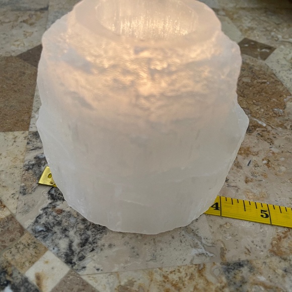 Accents | Selenite Tower White Tealight Tea Light Candle Holder Healing Crystal New | Poshmark